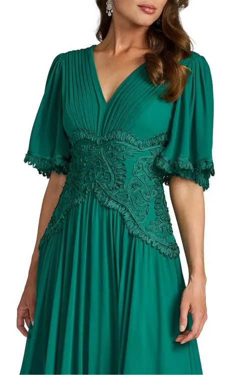 Tadashi Shoji Indira Embroidered Chiffon Gown
