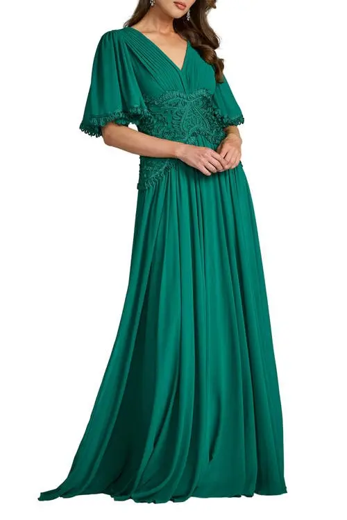 Tadashi Shoji Indira Embroidered Chiffon Gown