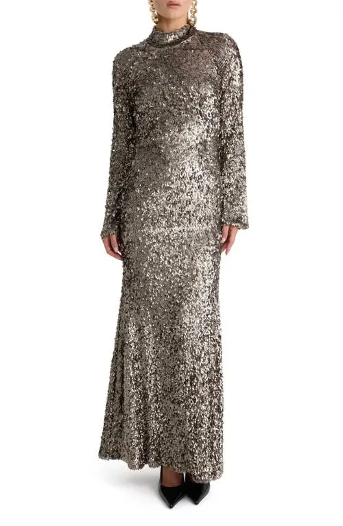 Bardot Astra Sequin Long Sleeve Maxi Dress