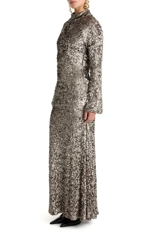 Bardot Astra Sequin Long Sleeve Maxi Dress