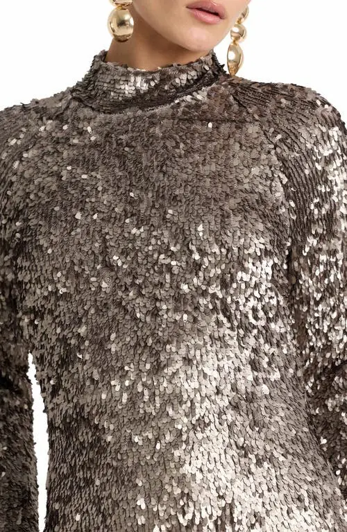 Bardot Astra Sequin Long Sleeve Maxi Dress
