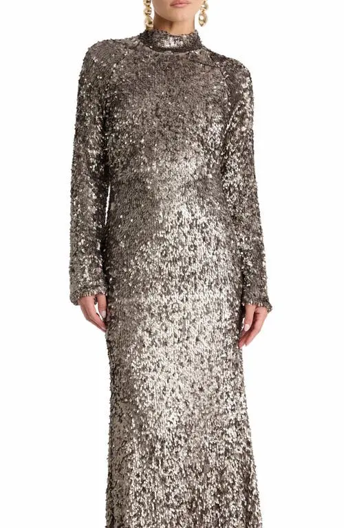 Bardot Astra Sequin Long Sleeve Maxi Dress