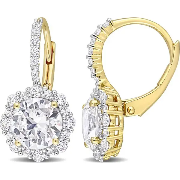 JULIANNA B. Lab-created Sapphire Halo Drop Earrings