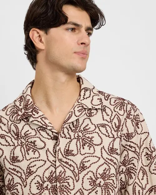 Onia Hibiscus Embroidered Relaxed Camp Shirt