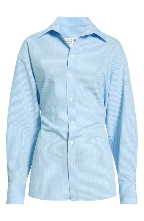 MAISON MARGIELA Stripe Button-up Shirt - Light Blue/white