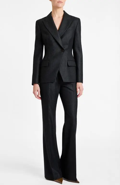Santorelli Malli Single Button Jacket In Tonal Mini Check Wool