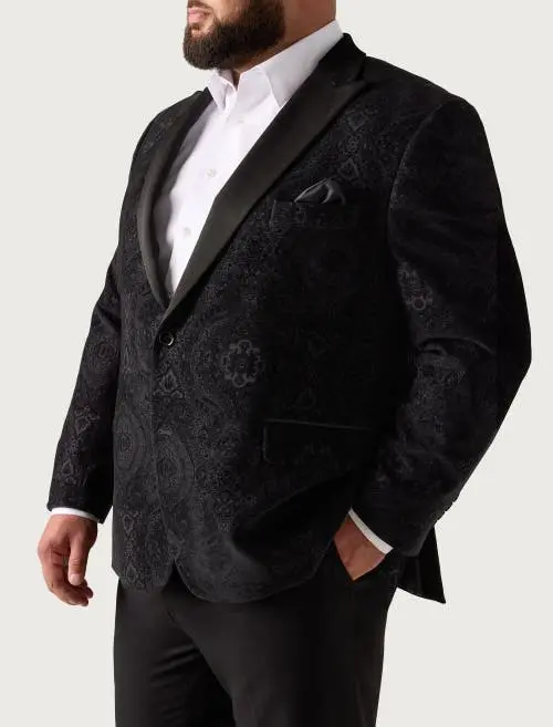 TALLIA Big & Tall Paisley Velvet Sport Coat - Black