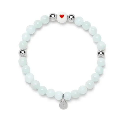 SEVEN SAINTS Green Moonstone Heart Bracelet - Silver