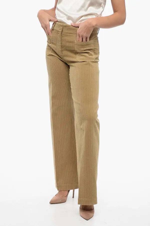 QL2 QUELLEDUE Patch-pocket Corduroy Trousers - Brown