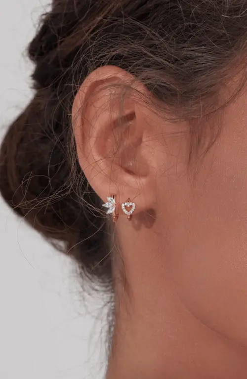BEARFRUIT JEWELRY 14k Plated Open Heart Huggies