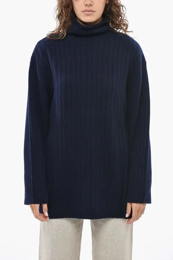Aspesi Ribbed Turtleneck Sweater - Blue