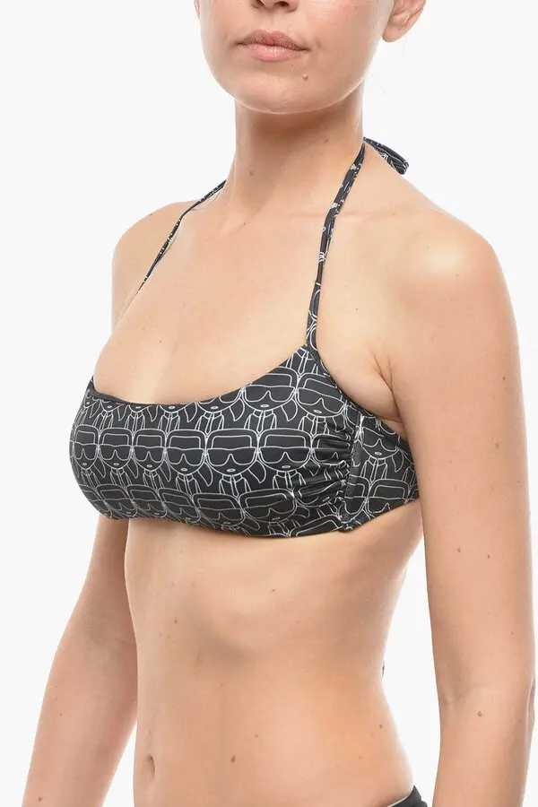 Karl Lagerfeld Halter All-over Print Bikini Top