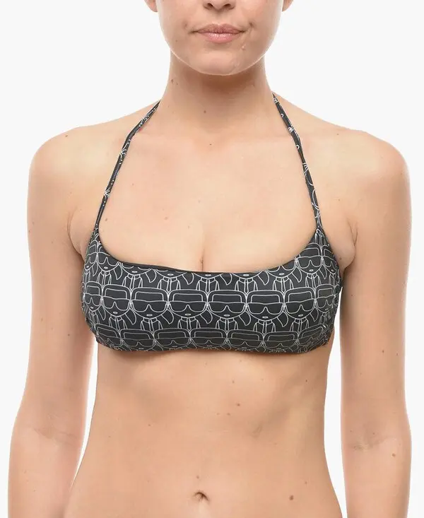 Karl Lagerfeld Halter All-over Print Bikini Top