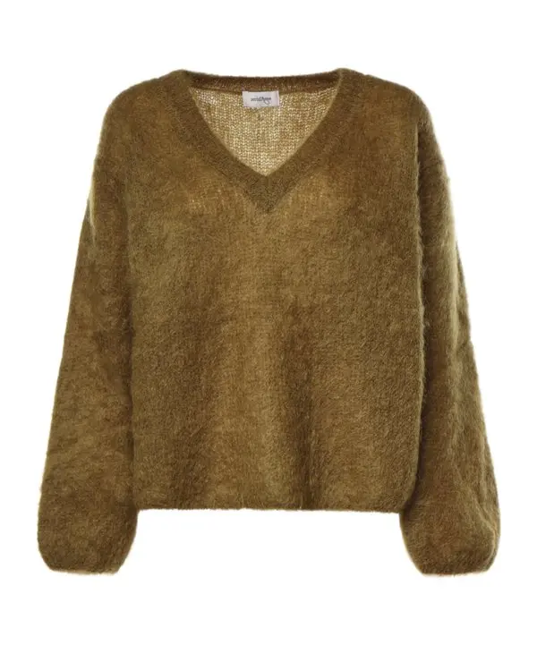 OTTOD'AME V-neck Loose Knit Sweater - Brown