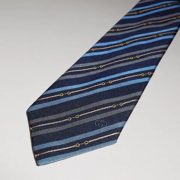 Gucci Horsebit Interlocking G Silk Tie