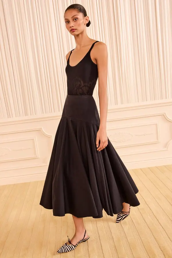 Ulla Johnson Rosara Flared Midi Skirt - Noir