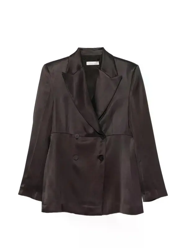Liviana Conti Double-breasted Satin Blazer - Brown