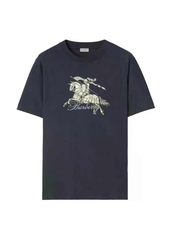 Burberry Etched Knight Cotton T-shirt - Blue