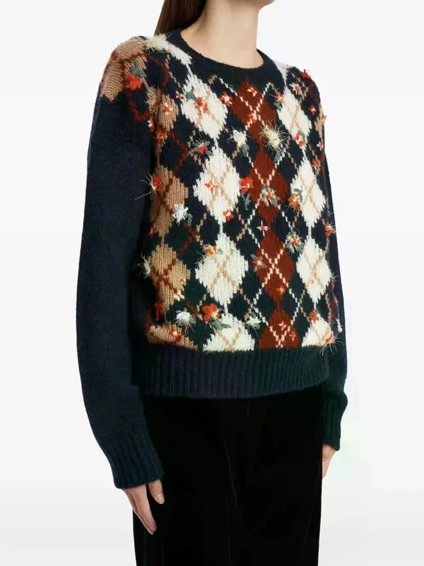 Khaite Timi Embroidery Sweater In Navy Multi