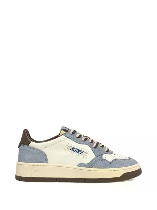 AUTRY Medalist Low Sneakers In Chocolate Chip And Sky Leather And Suede