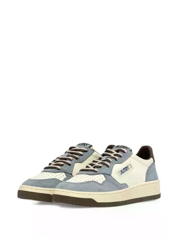 AUTRY Medalist Low Sneakers In Chocolate Chip And Sky Leather And Suede
