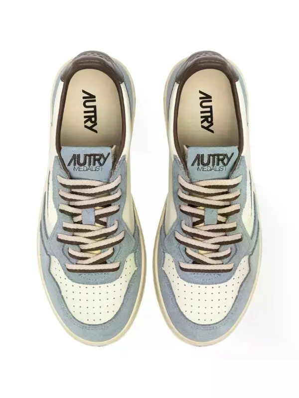 AUTRY Medalist Low Sneakers In Chocolate Chip And Sky Leather And Suede