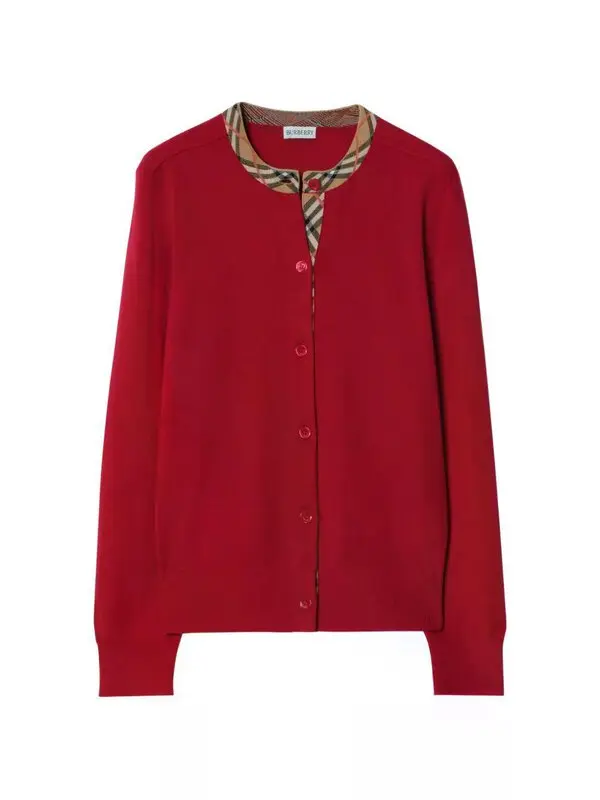 Burberry Check-trim Wool Cardigan