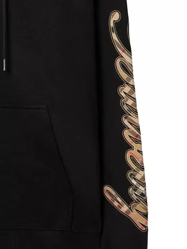 Burberry Check Cursive Logo Cotton Zip Hoodie