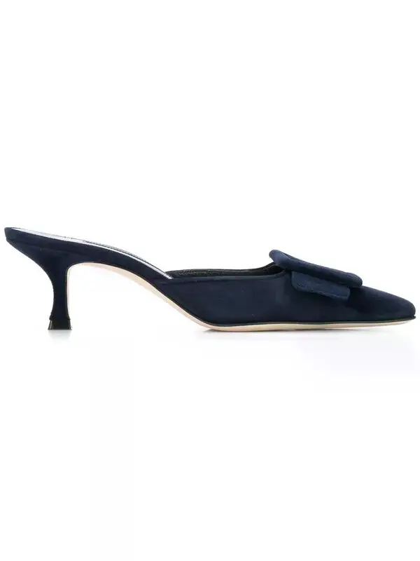 Manolo Blahnik Large Buckle Mules - Blue
