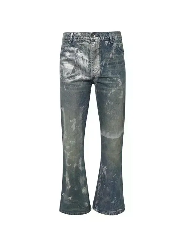 WHO DECIDES WAR Luster Wash Patched Bootcut Jeans