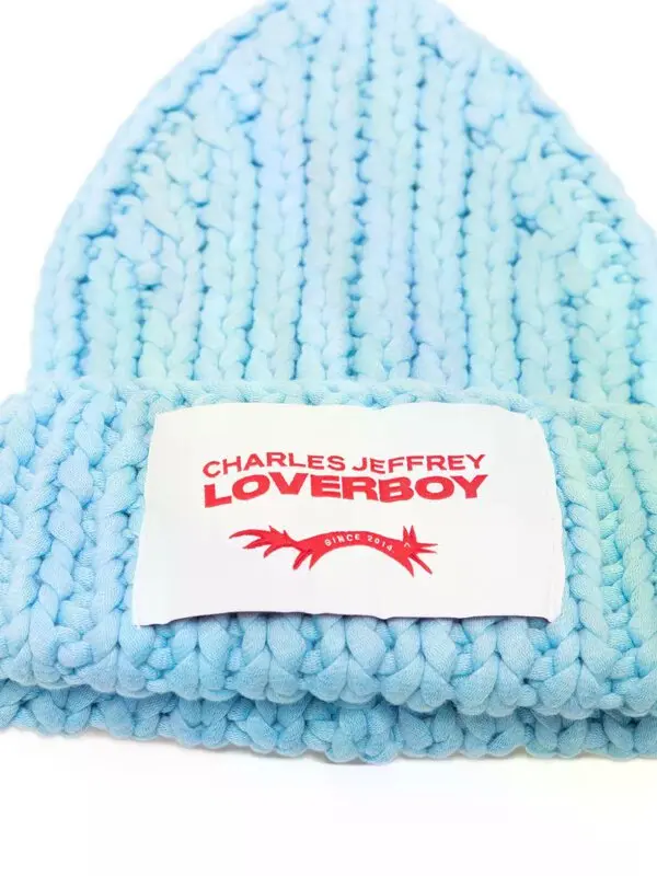 CHARLES JEFFREY Chunky-knit Logo-patch Beanie Hat