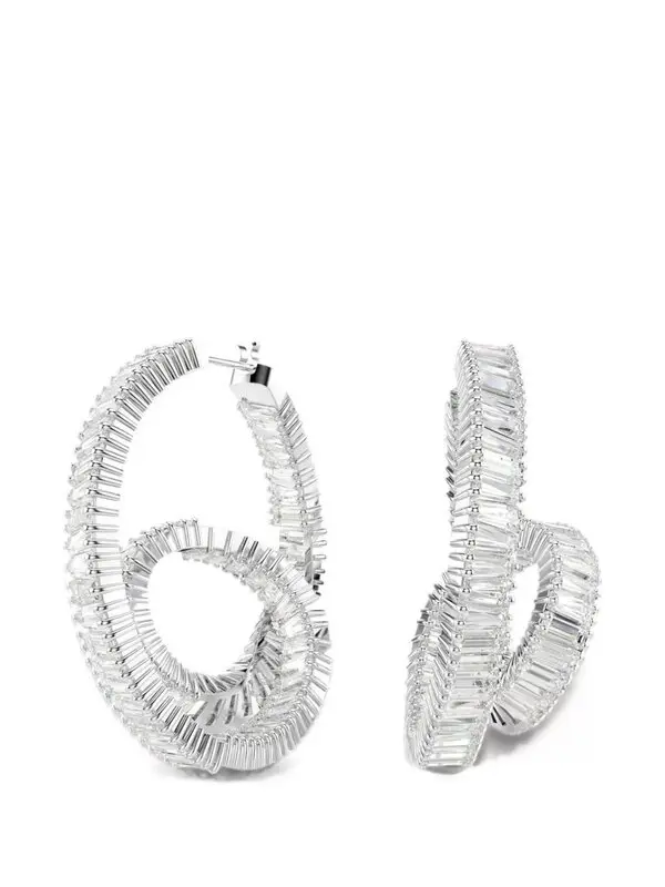 SWAROVSKI Matrix Crystal Hoop Earrings - Silver