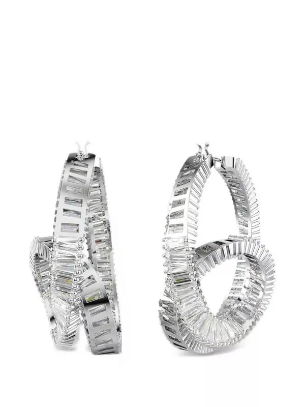 SWAROVSKI Matrix Crystal Hoop Earrings - Silver