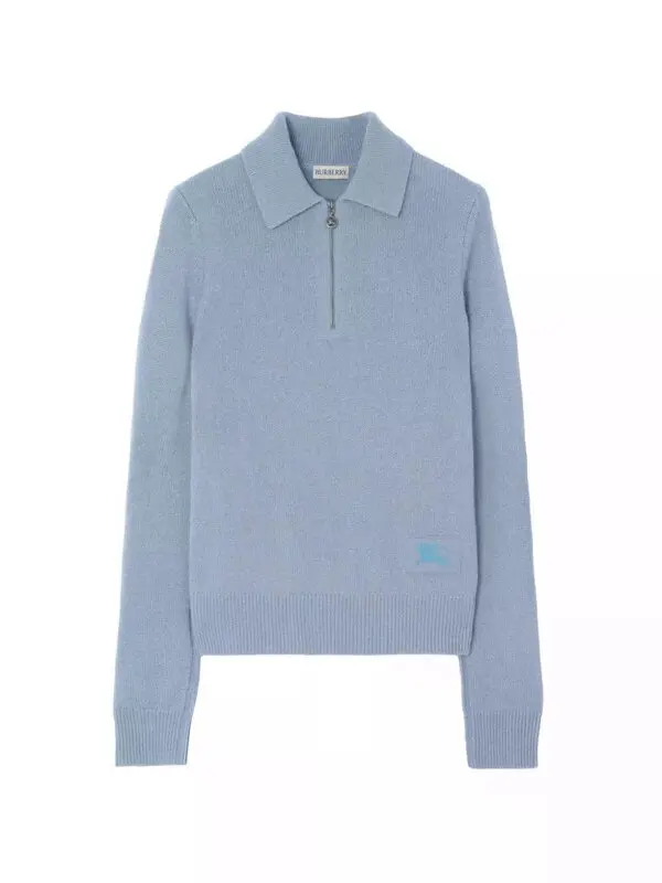 Burberry Long-sleeve Cashmere Polo Shirt - Blue