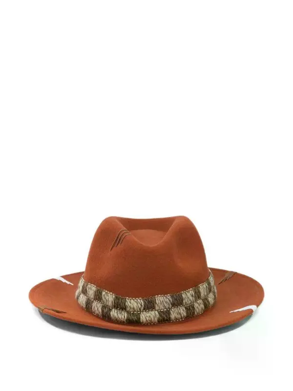 THE HAT GANG I See You Check-pattern Wool Hat - Orange