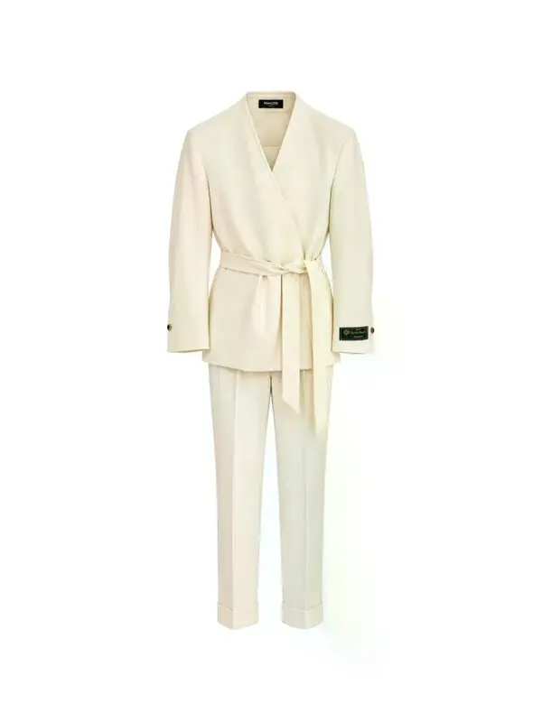 FRANZESE COLLECTION Bruce Lee Cashmere Kimono Suit - White