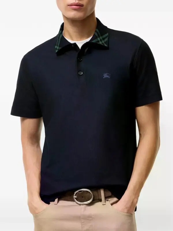 Burberry Check-collar Cotton Polo Shirt