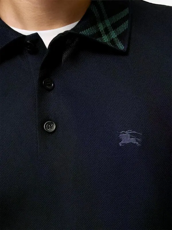 Burberry Check-collar Cotton Polo Shirt