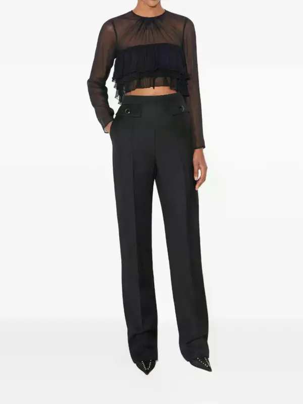 Elisabetta Franchi Blouse In Crepon Fabric With Flounces