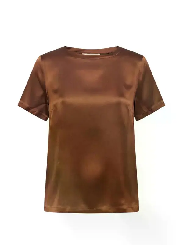 DANIELE FIESOLI Satin-finish Short-sleeve T-shirt - Brown