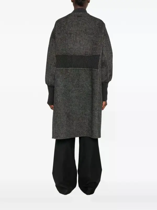 ISABELLE BLANCHE Herringbone-pattern Ribbed-trim Coat