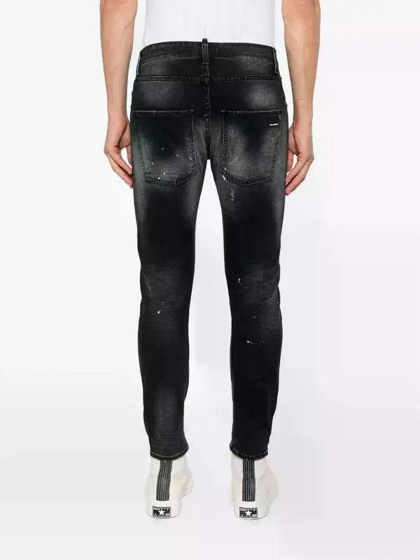 YES LONDON Paint-splatter Distressed Slim-fit Jeans