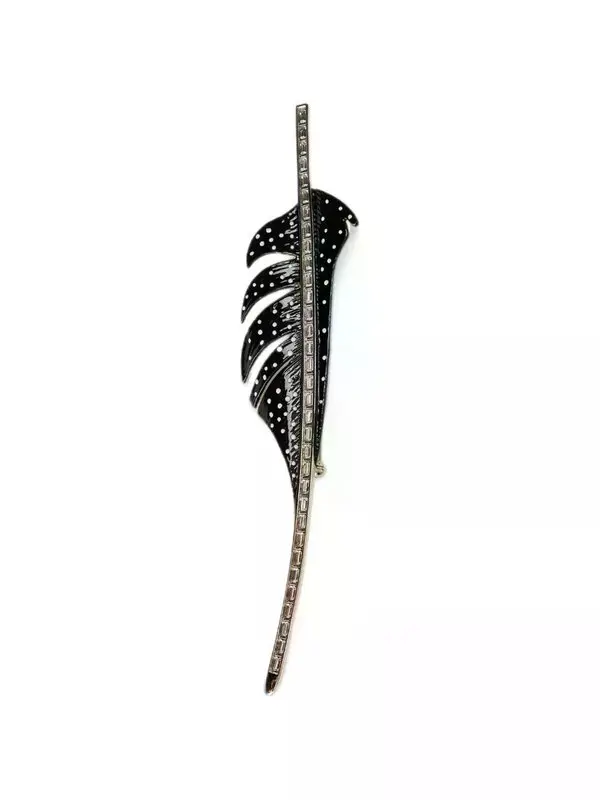 TOM FORD Enameled Brass And Crystal-embellished Brooch - Silver
