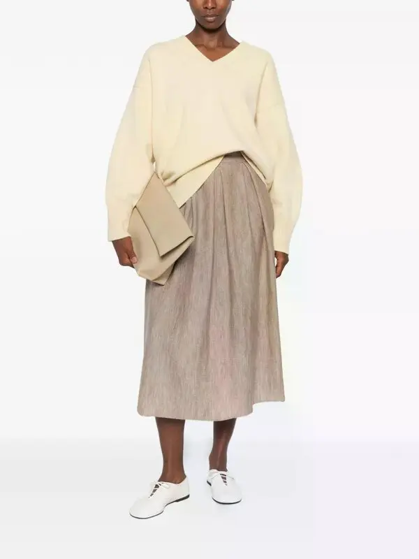 MA'RY'YA Pleated Knitted Skirt - Neutrals