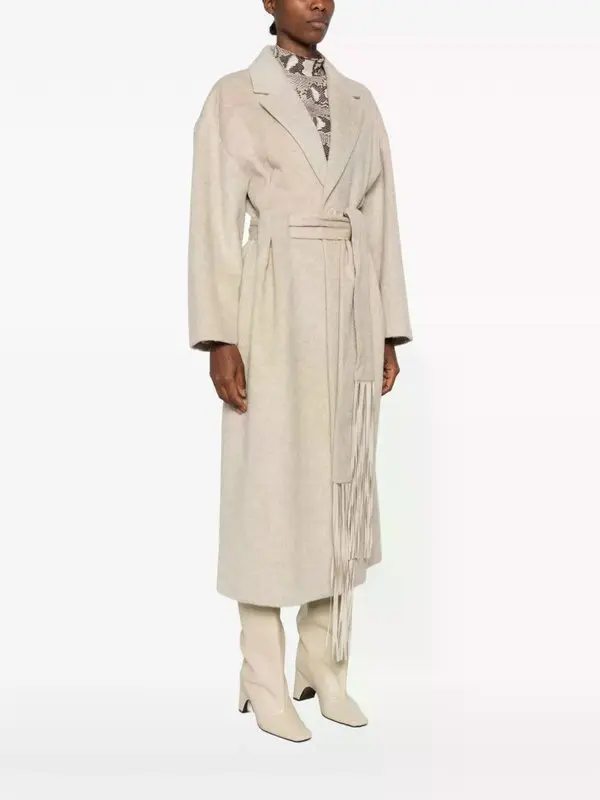 ISABELLE BLANCHE Fringe-detail Belted Coat