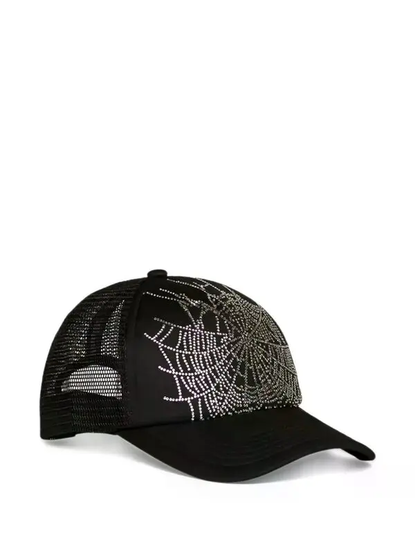 SP5DER Rhinestone-embellished Spider-web Cap