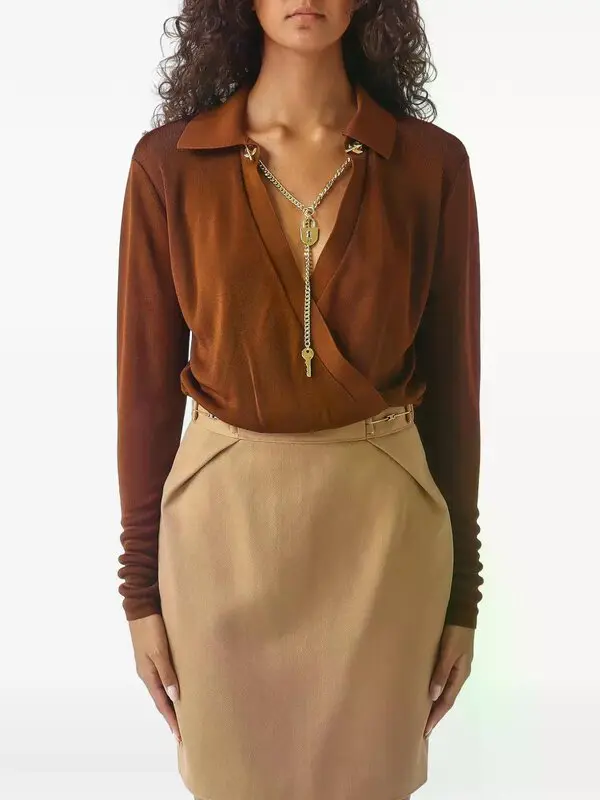 Elisabetta Franchi Viscose Yarn Bodysuit With Jewel Chain
