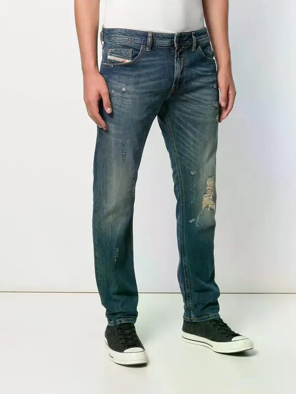DIESEL® Distressed Straight Leg Jeans