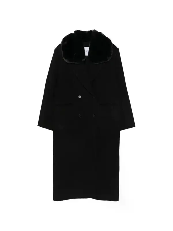 ISABELLE BLANCHE Faux-fur Collar Double-breasted Coat