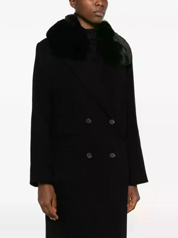 ISABELLE BLANCHE Faux-fur Collar Double-breasted Coat